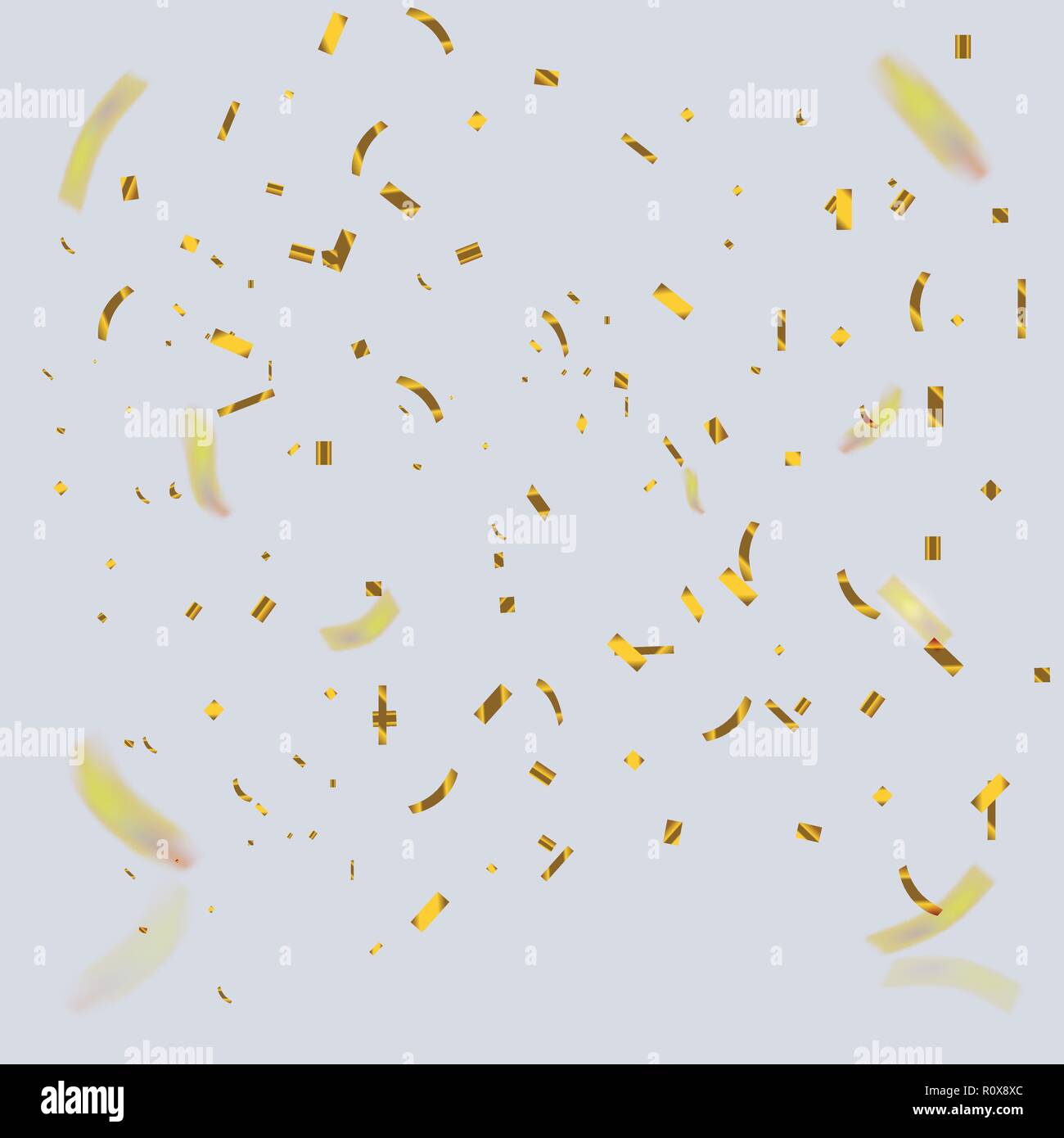 Golden confetti falling down isolated over grey background. Some of ...