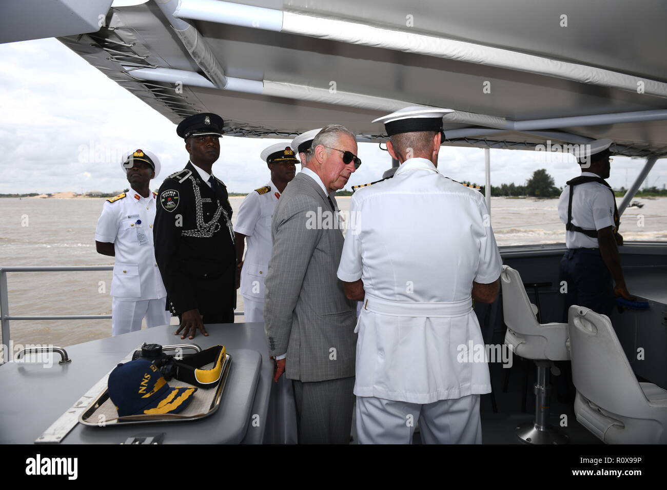 The Prince of Wales onboard the NNS Ekulu, visits the Lagos Naval ...