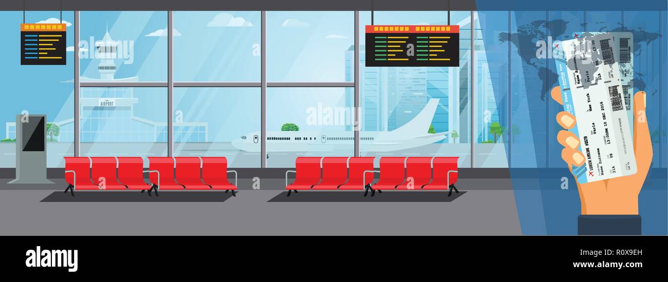 Airport Interior Waiting Hall Departure Lounge Modern Terminal Concept ...