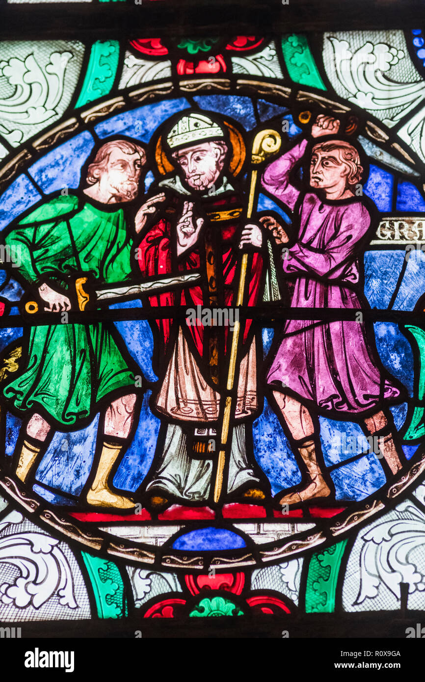 England, Kent, Canterbury, Canterbury Cathedral, Stained Glass Window ...