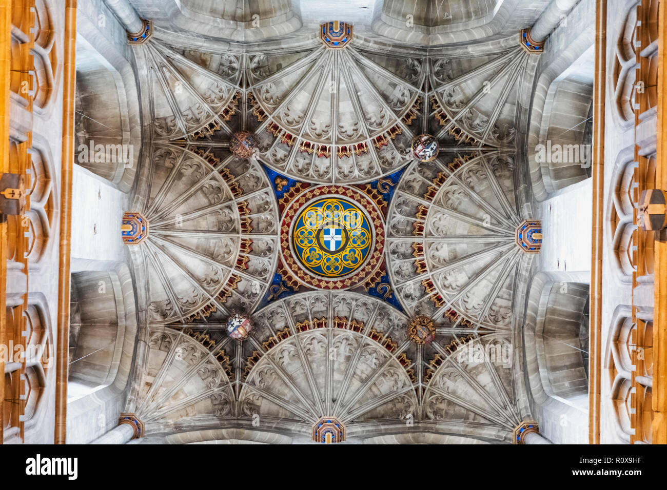 England, Kent, Canterbury, Canterbury Cathedral, Fan Vaulted Ceiling of ...