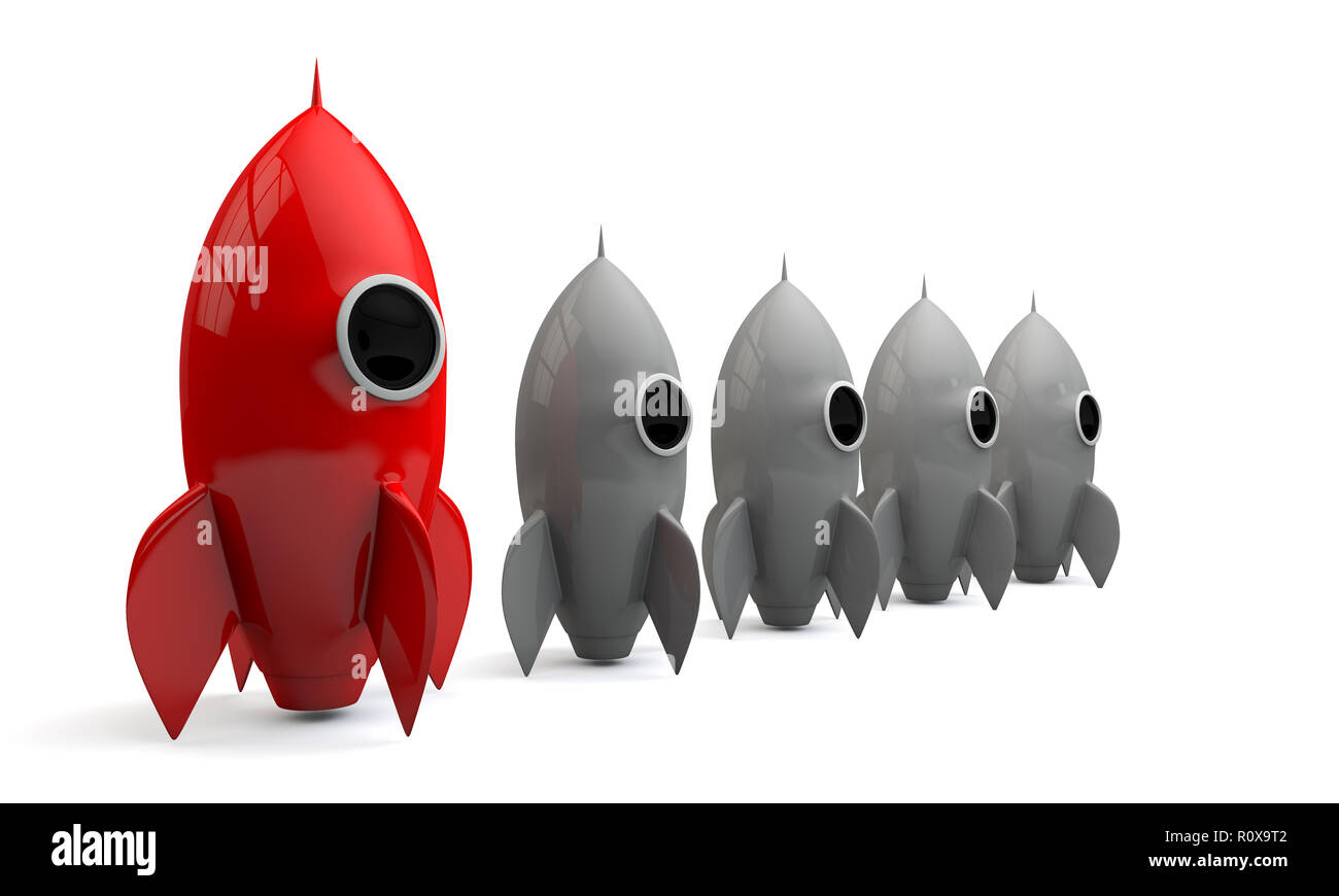 Rocket space ship. Startup business launch concept. 3D Rendering Stock ...