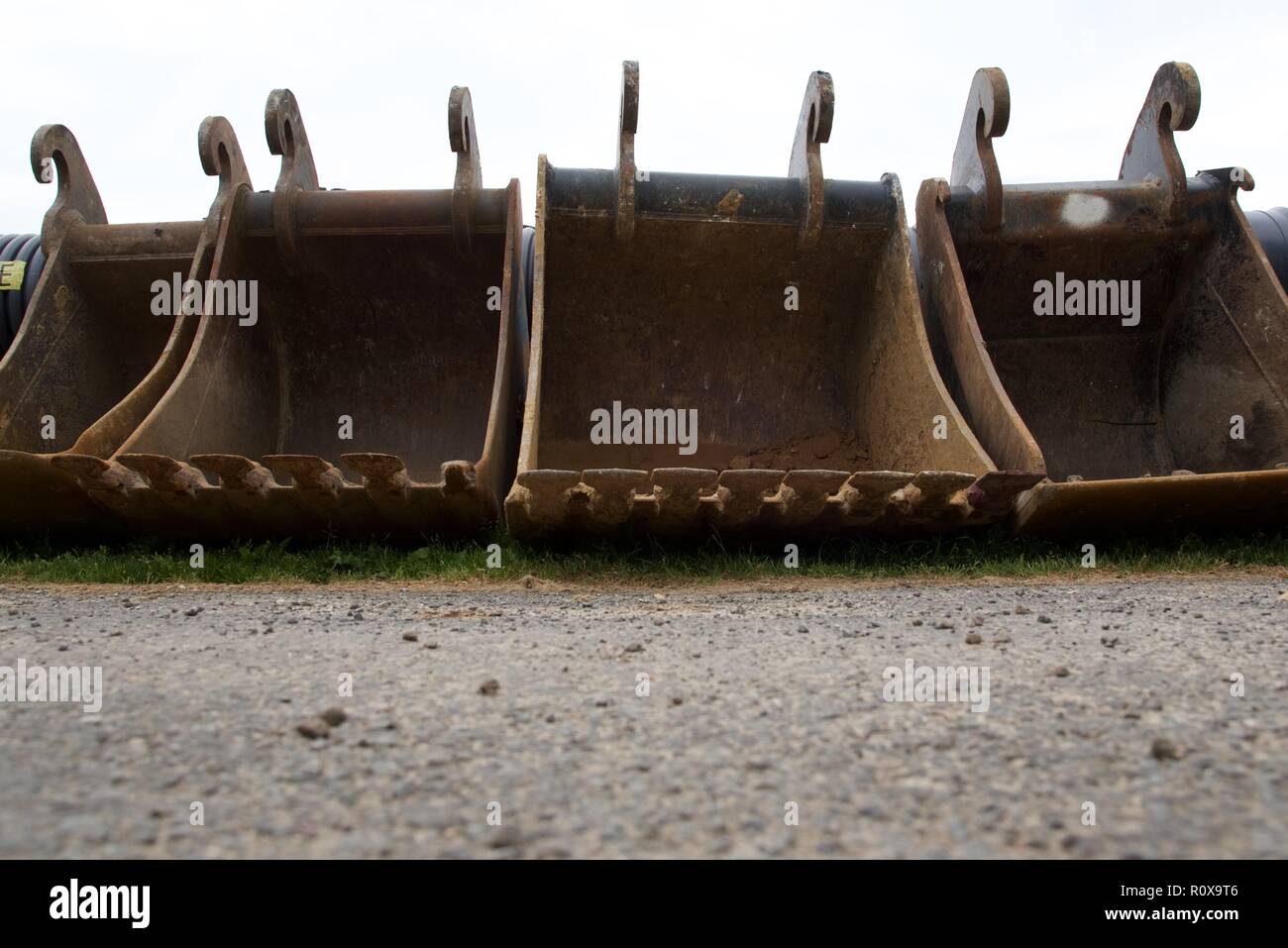 Excavator, or back hoe buckets: a range of different size excavation ...