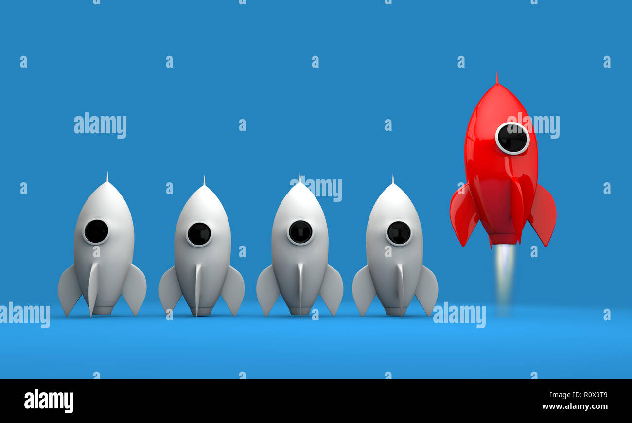 Rocket space ship. Startup business launch concept. 3D Rendering Stock ...