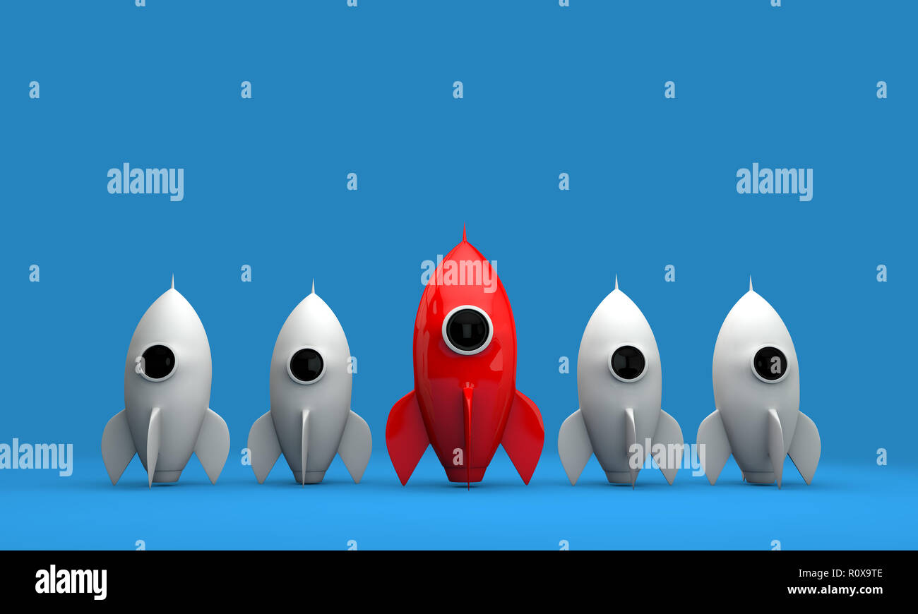 Rocket space ship. Startup business launch concept. 3D Rendering Stock ...