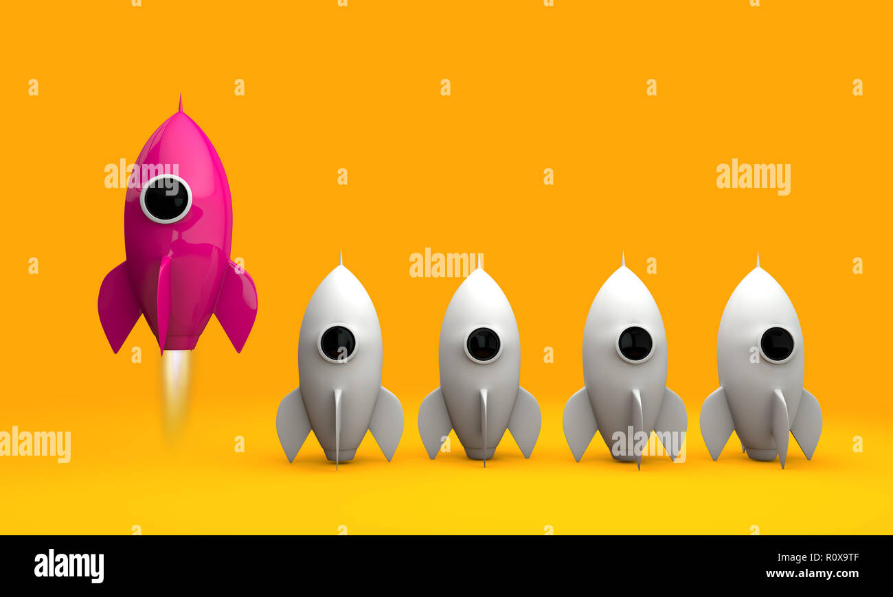 Rocket space ship. Startup business launch concept. 3D Rendering Stock ...