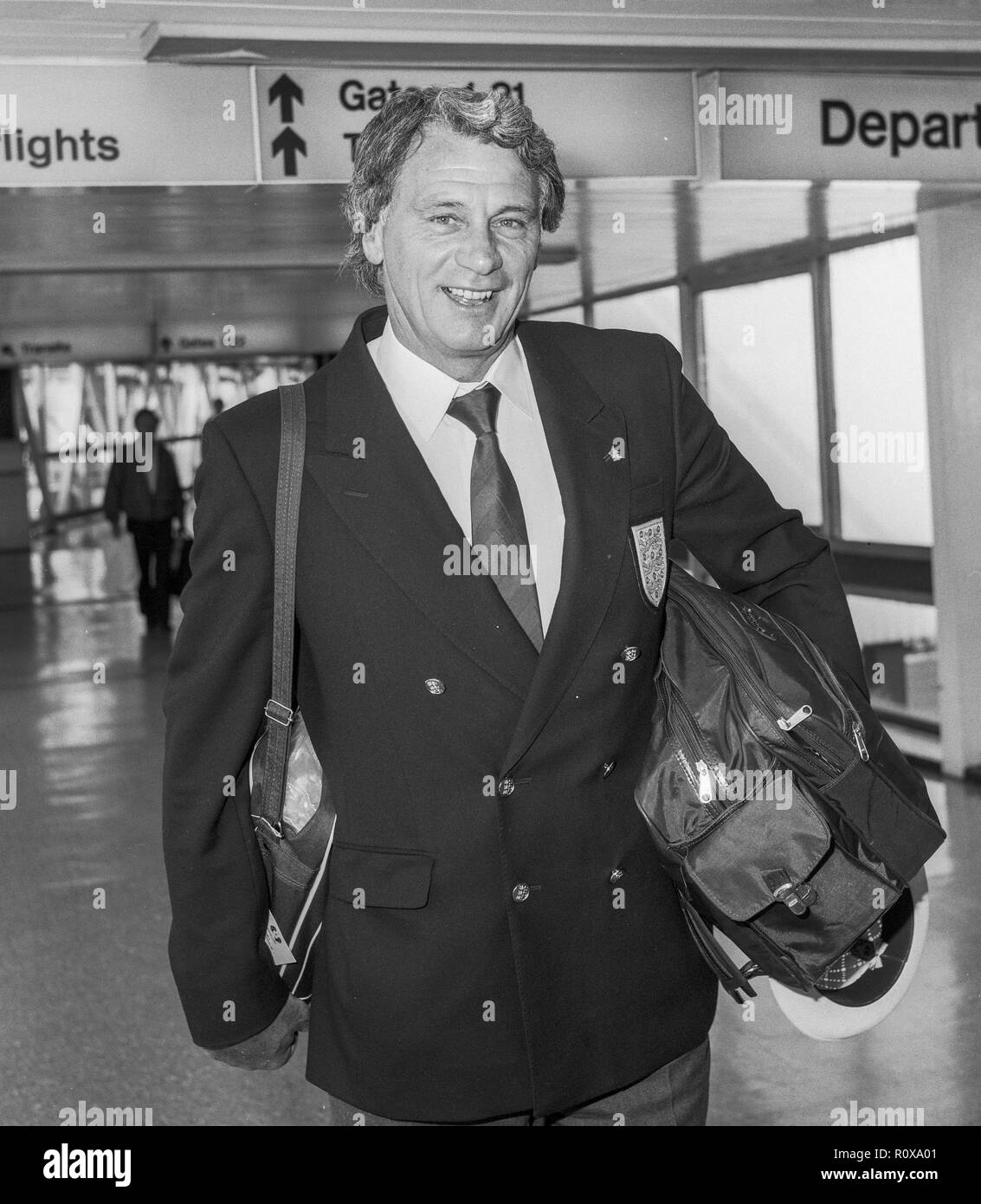 England football manager Bobby Robson arriving at Heathrow in 1985 ...