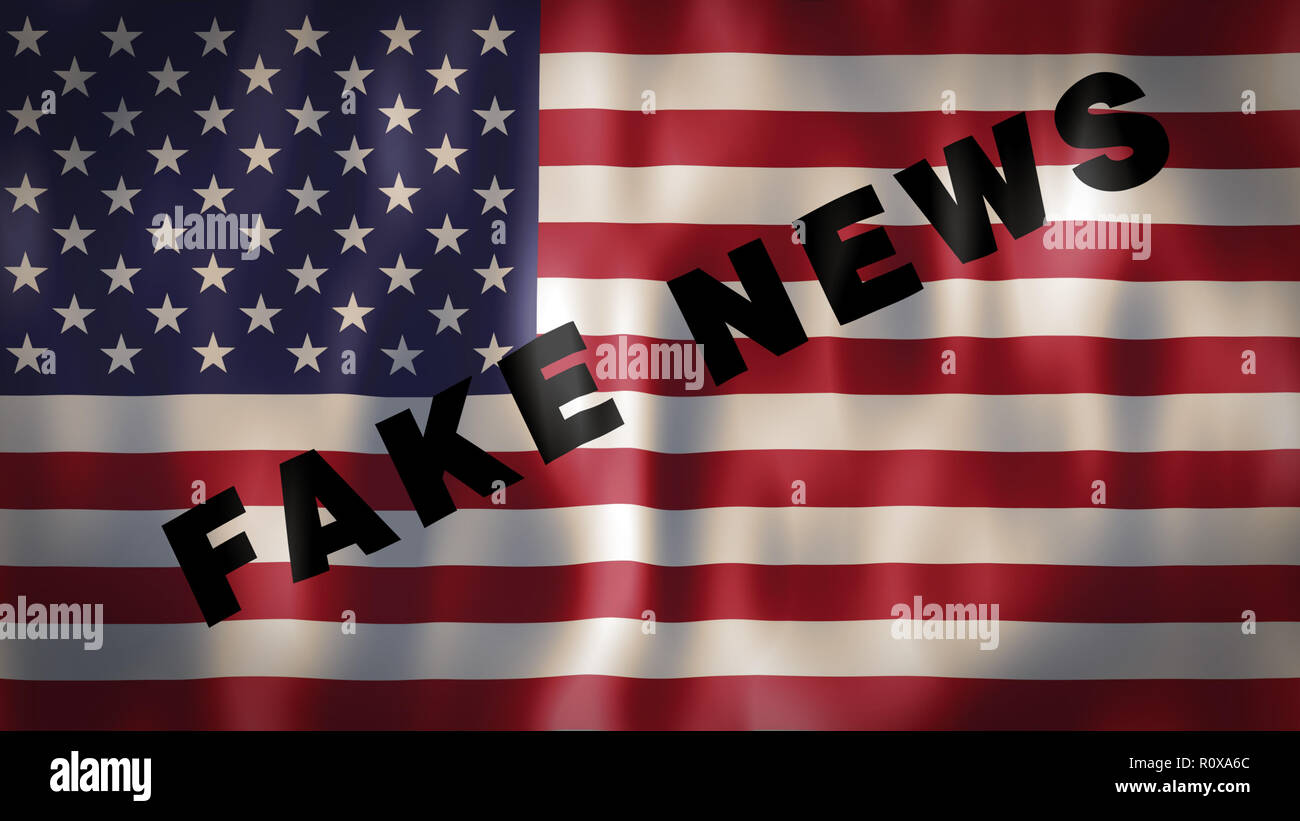 American flag with the words Fake News, ideal footage to sensitize the ...