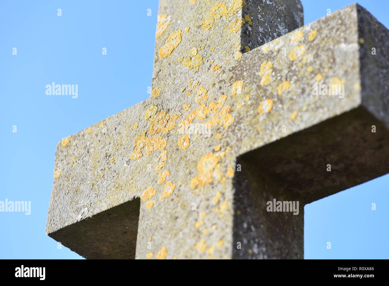 Headstones: headstones carvedfrom stone in a rural French cemetery ...