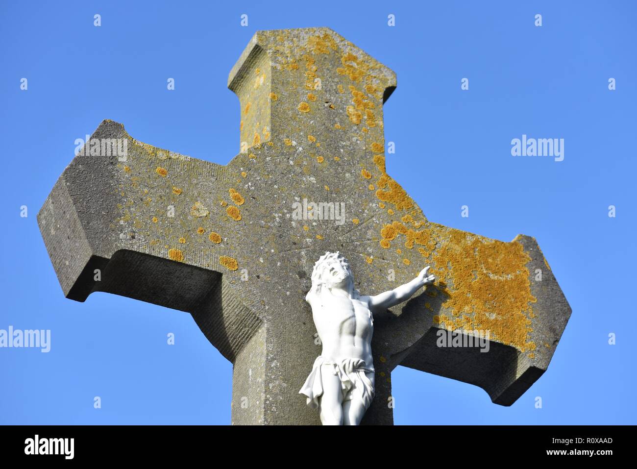 Headstones: headstones carvedfrom stone in a rural French cemetery ...