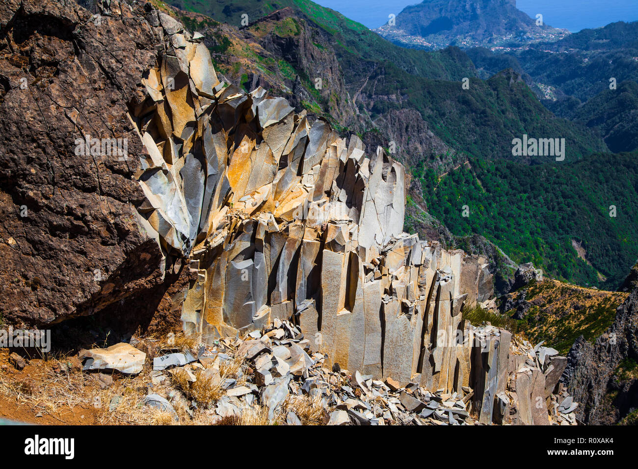 Cut volcanic rock, Madeira Island Stock Photo - Alamy