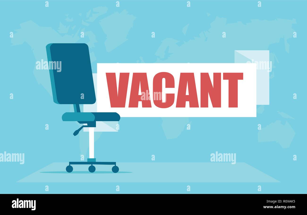 Vector of office chair and a sign vacant. International business hiring ...