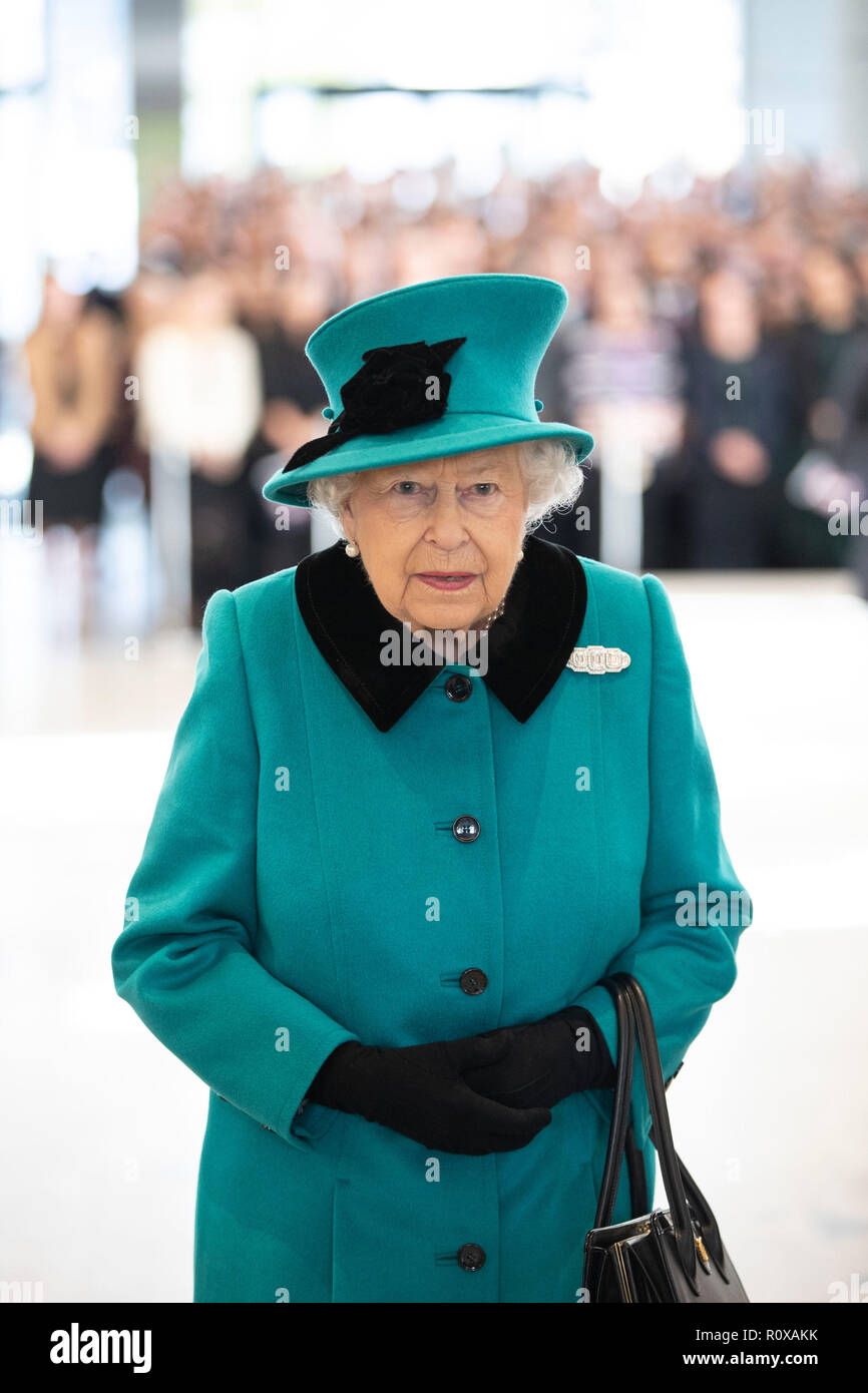 Queen Elizabeth II during a visit to open the new headquarters of ...