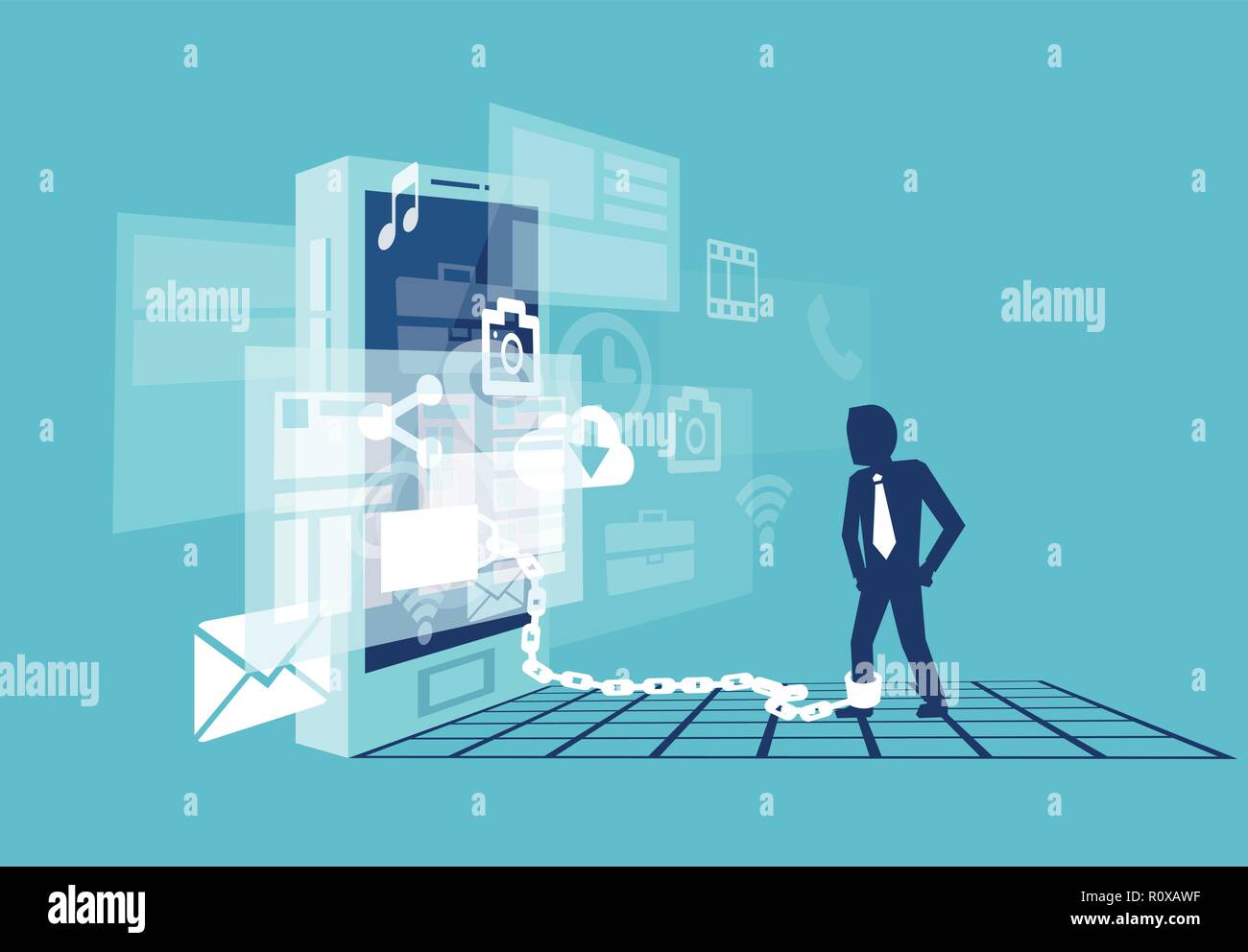 Chained to phone Stock Vector Images - Alamy