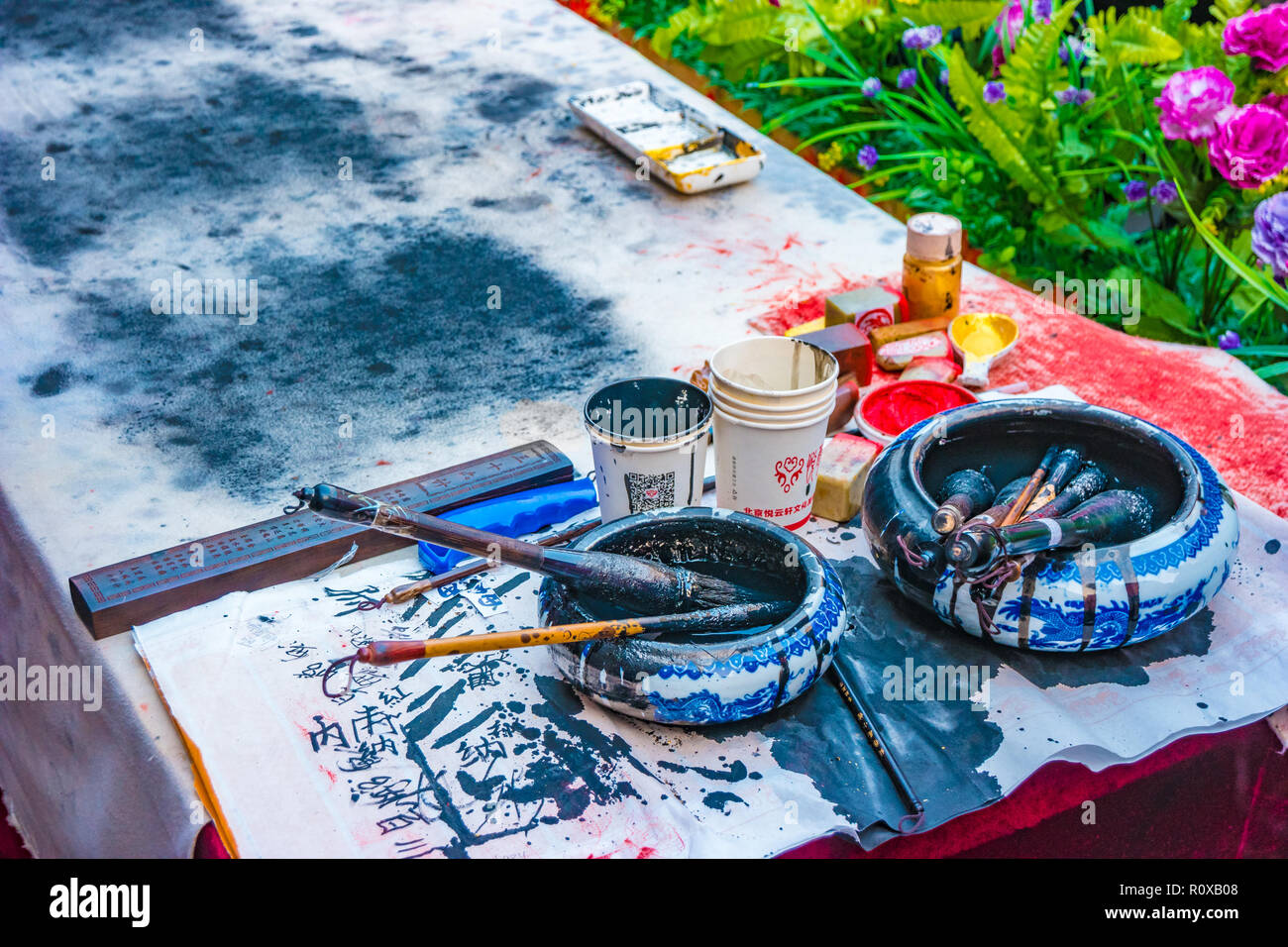 Asian traditional brush pen and ink for calligraphy Stock Photo - Alamy