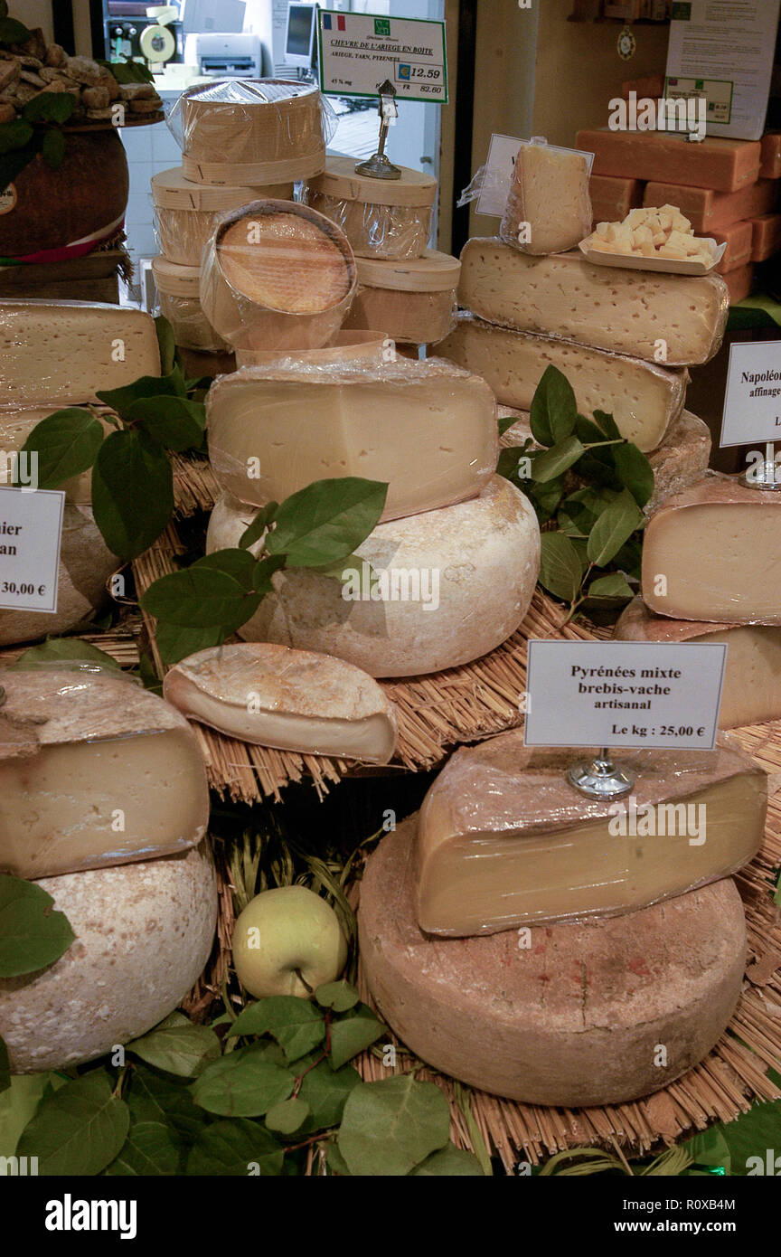 A wide selection of French locally produced cheeses are produced at a ...