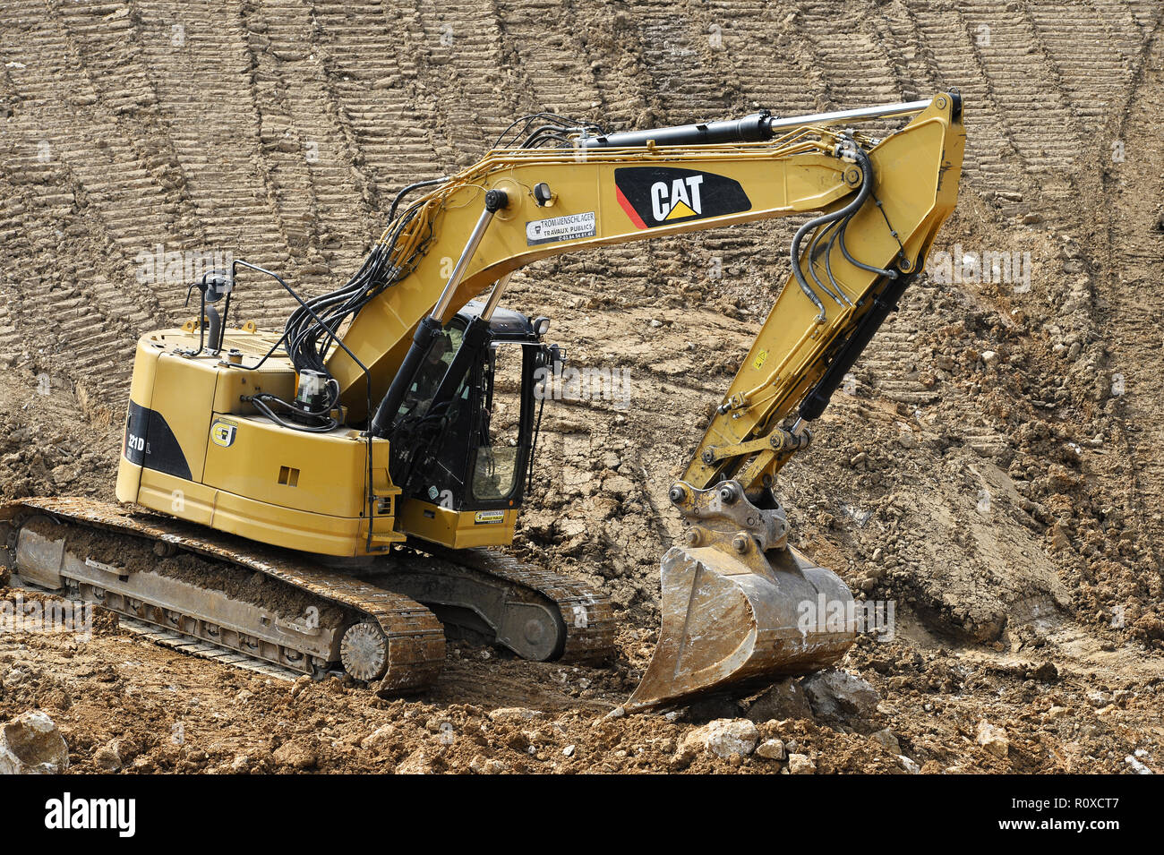 Caterpillar on a Work Site - France Stock Photo - Alamy