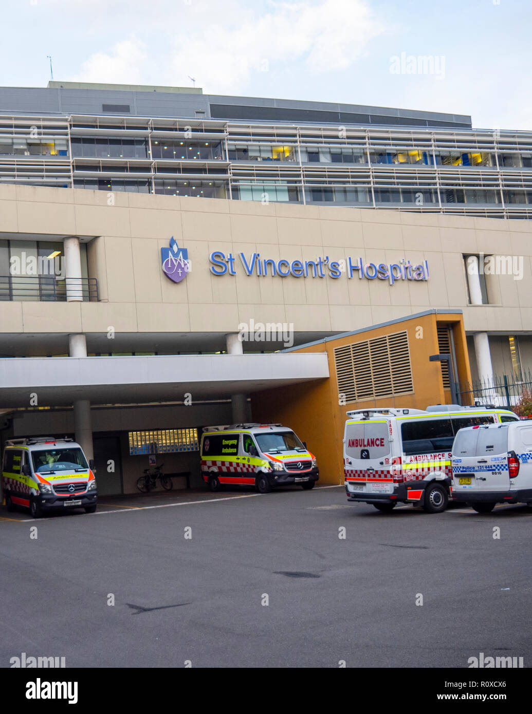 Ambulances parked in the carpark of St Vincent's Hospital Darlinghurst ...