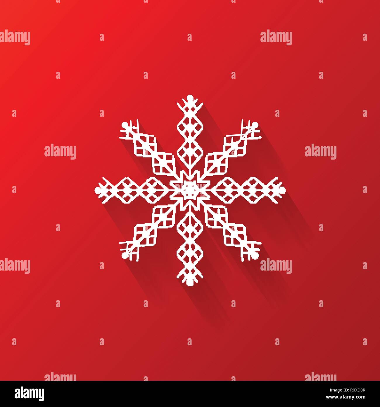 White snowflake flat icon with red background, vector, illustration ...