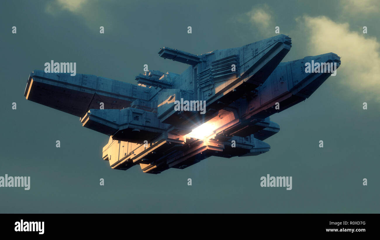 3D rendering. Futuristic alien Spaceship Stock Photo - Alamy