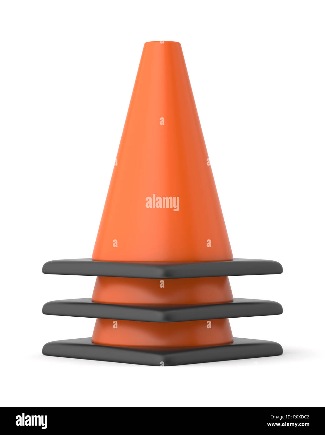 3d rendered stack of orange and black traffic cones on a white ...