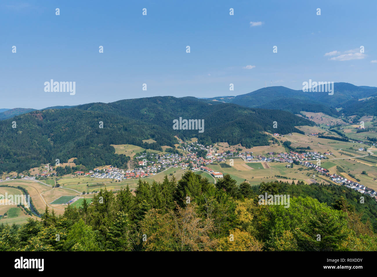 Germany, Above black forest village Fischerbach in kinzig valley Stock ...