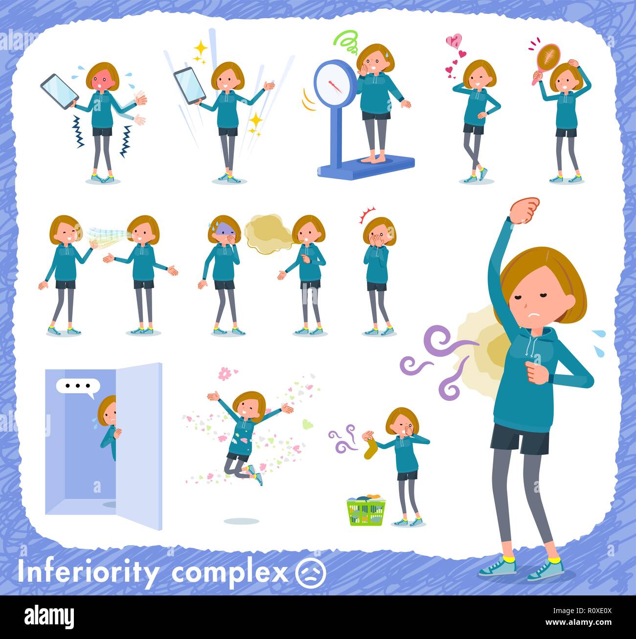 A set of women in sportswear on inferiority complex.There are actions ...