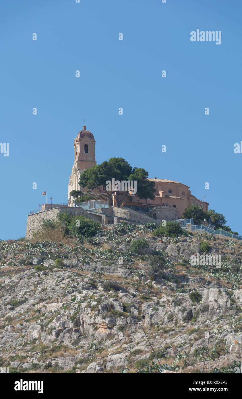Monastery and castle of Cullera, Valencia, Spain. Bottom view Stock ...