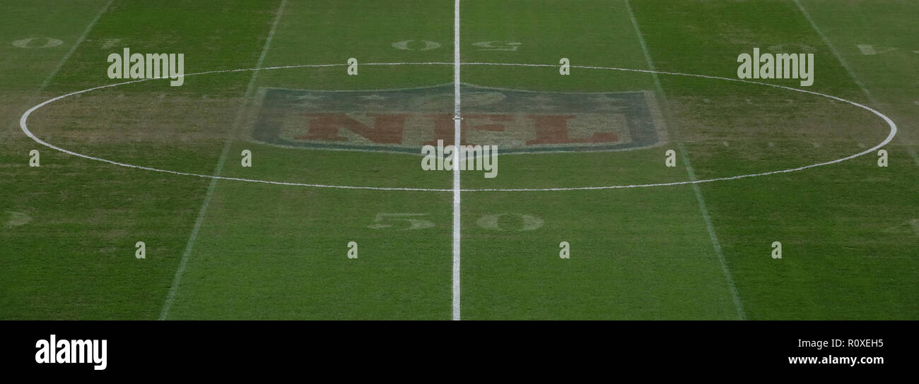 NFL signage on the pitch at Wembley before the Premier League match ...