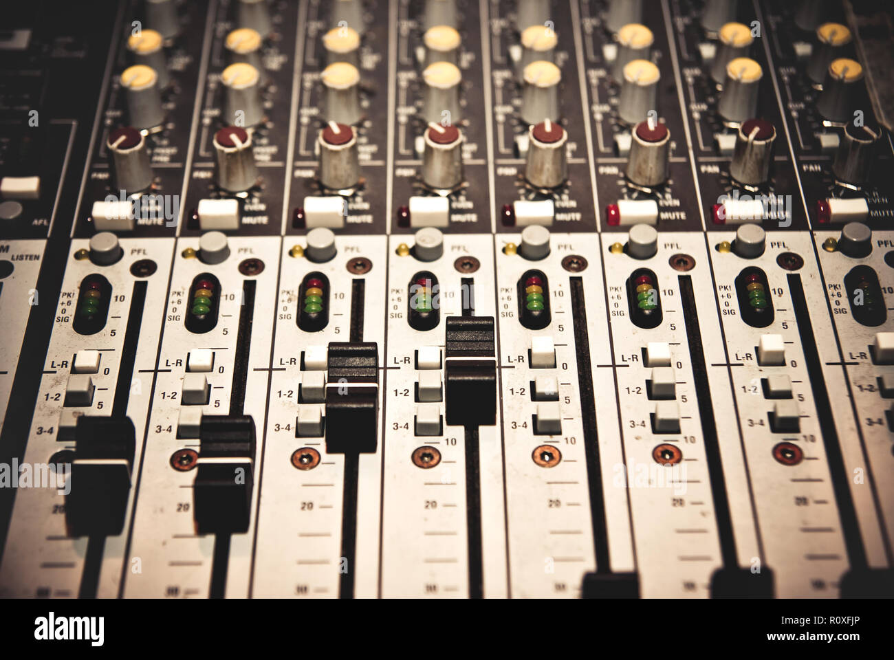 music mixer in studio closeup Stock Photo - Alamy