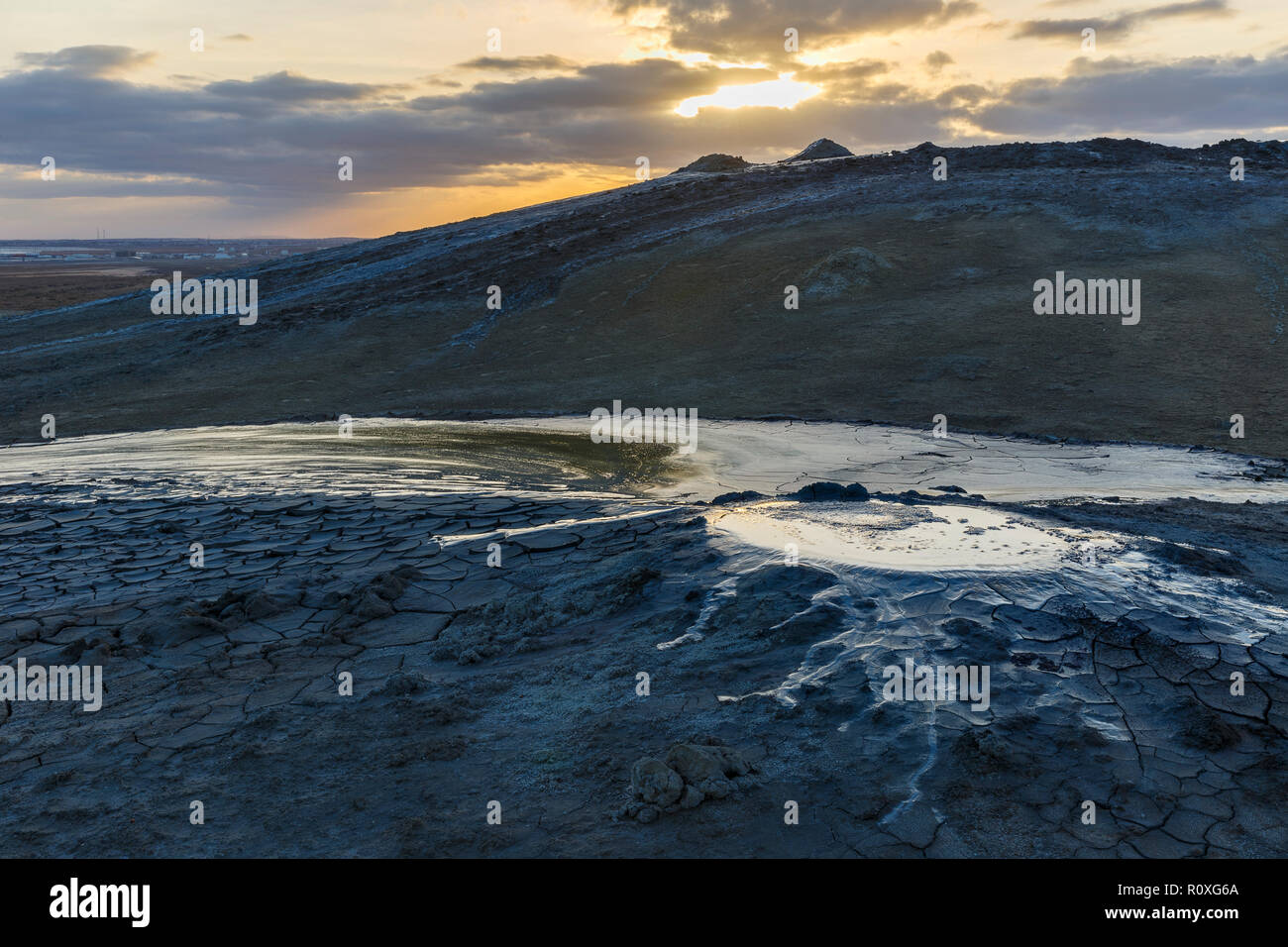 Mud volcanoes in Gobustan at sunset Stock Photo - Alamy