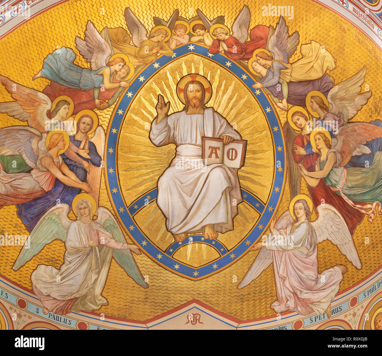 PRAGUE, CZECH REPUBLIC - OCTOBER 17, 2018: The fresco of Christ the ...