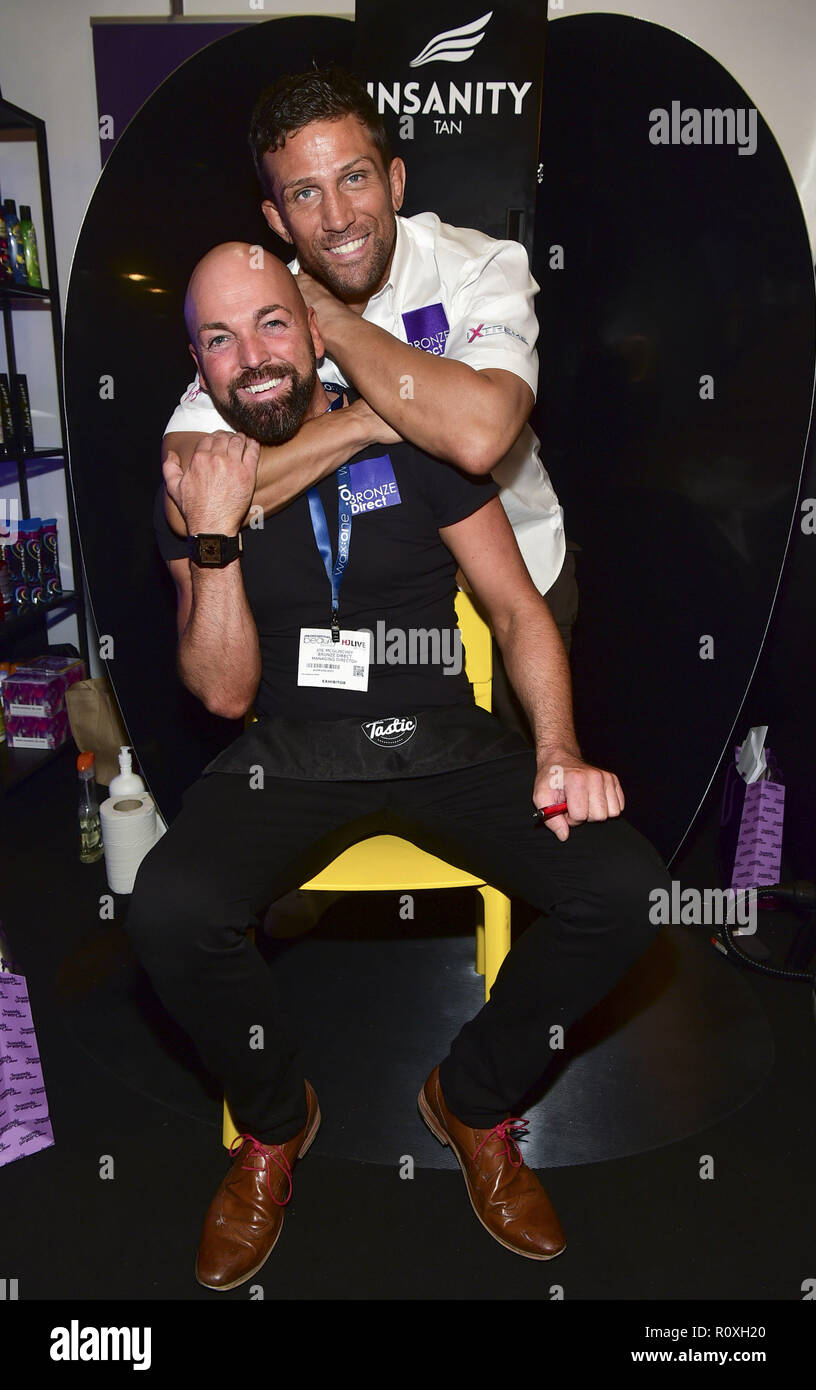 Alex Reid visits the Insanity Tan stand at the Irish Beauty show where ...