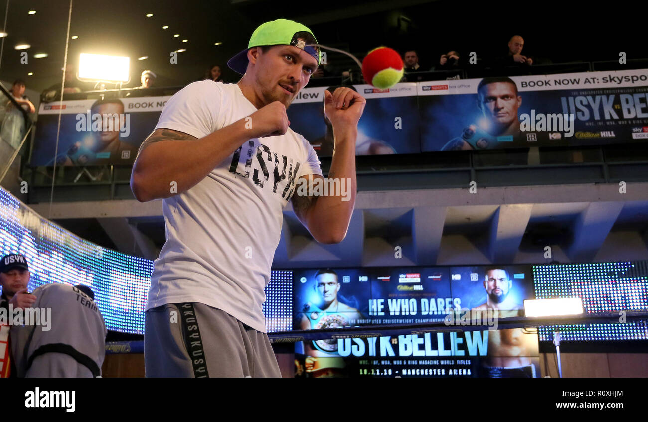 Oleksandr Usyk during the workout at the National football Museum ...