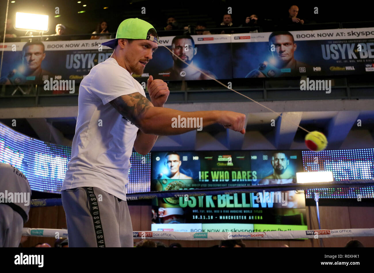 Oleksandr Usyk during the workout at the National Football Museum ...