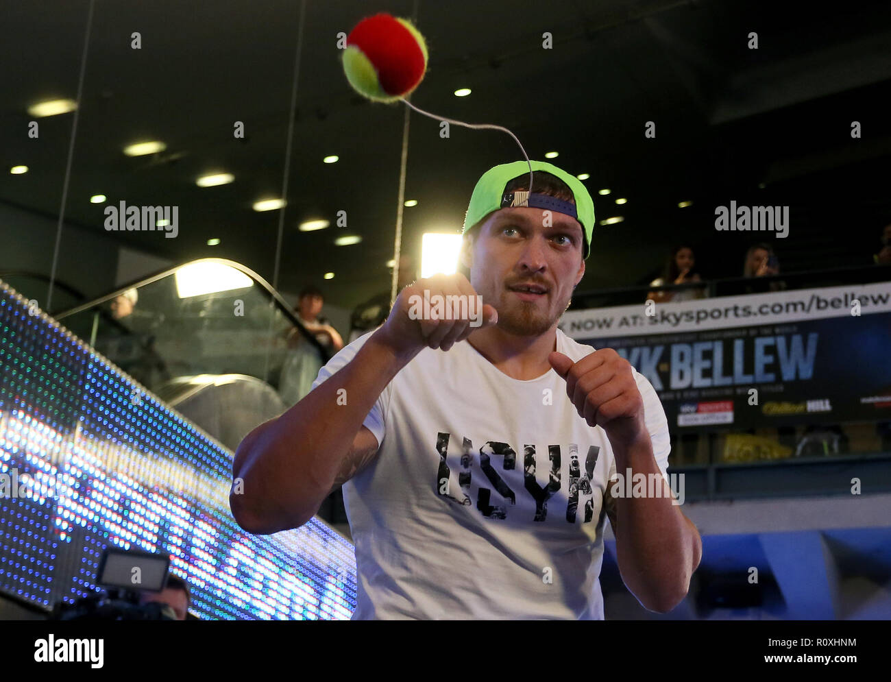 Oleksandr Usyk during the workout at the National Football Museum ...