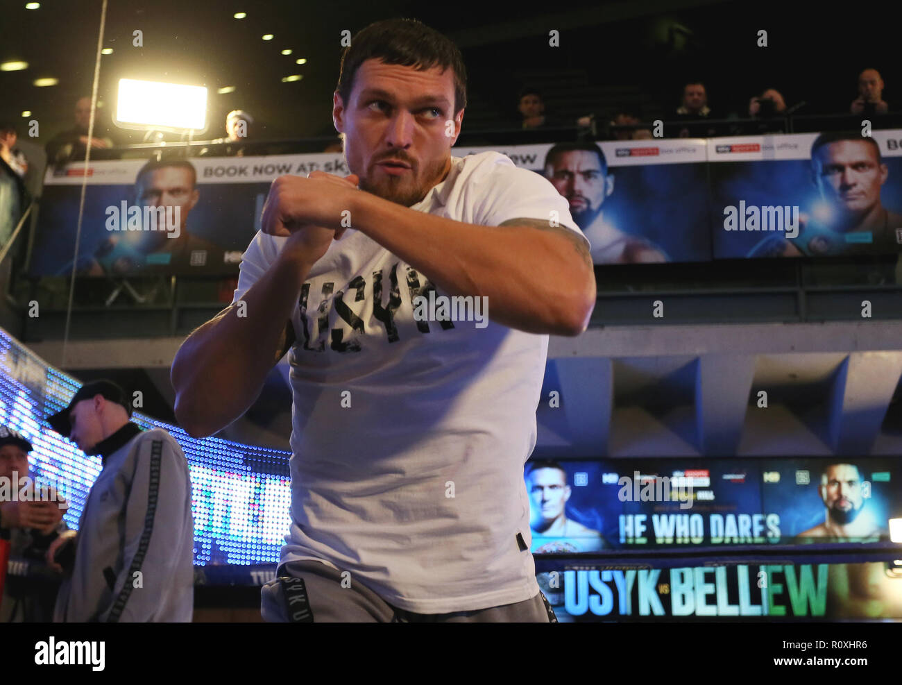 Oleksandr Usyk during the workout at the National Football Museum ...