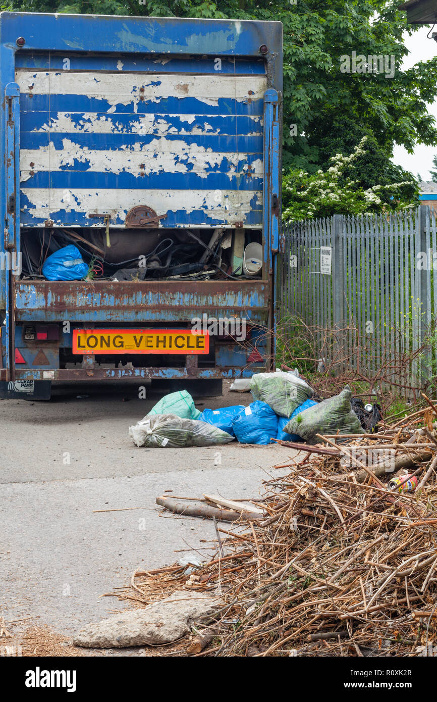 Fly tipping including complete articulated vehicle trailer, Heathrow ...