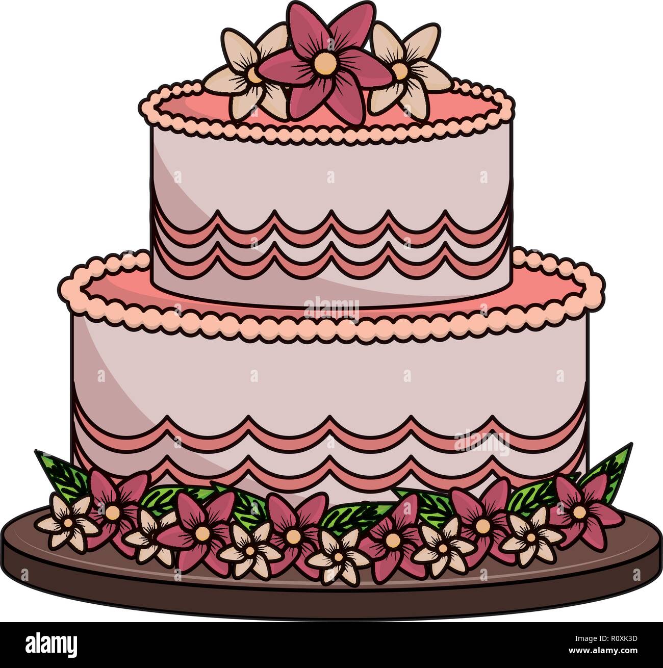 Happy birthday rose flowers cake Stock Vector Images - Alamy