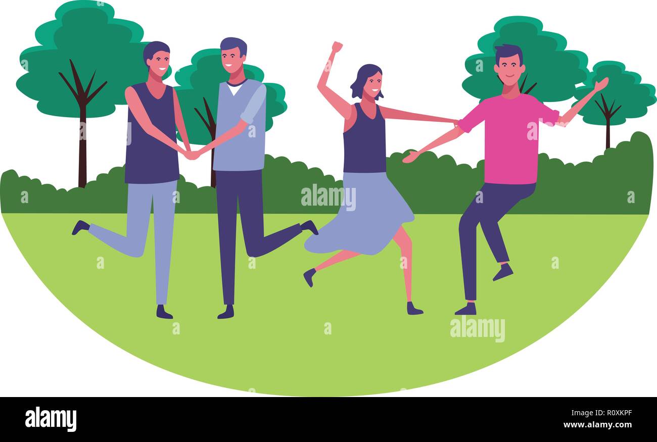 Friends at park cartoons Stock Vector Image & Art - Alamy