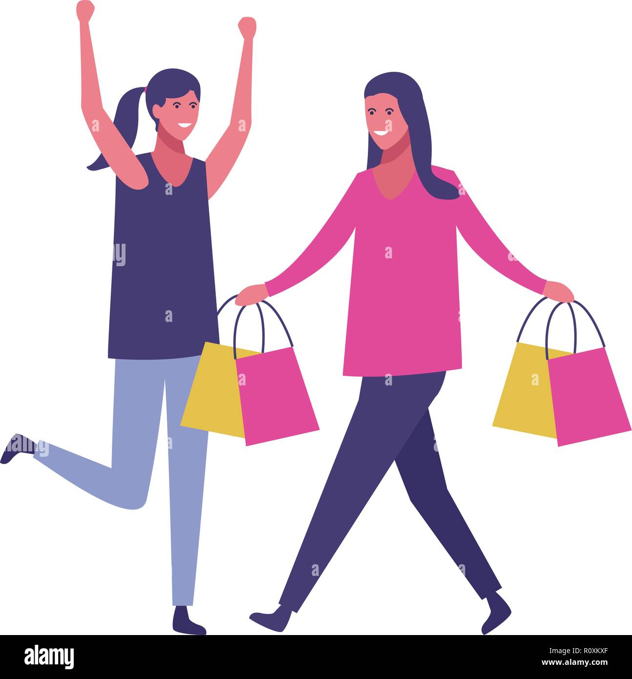 Group women shopping bags Stock Vector Images - Alamy