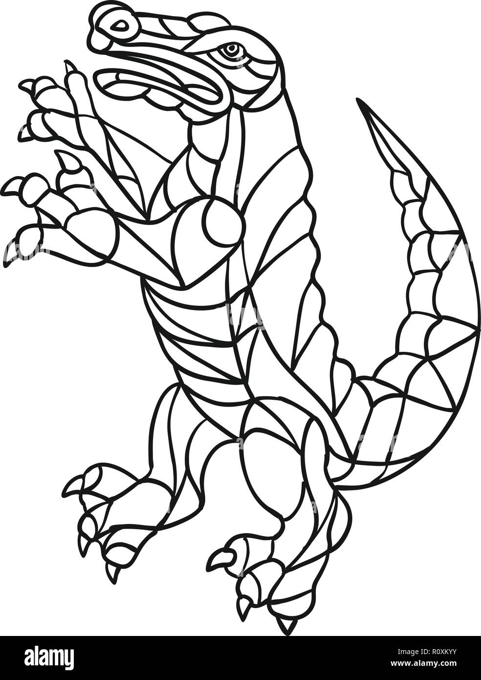 Mosaic style illustration of an alligator, gator, croc or crocodile ...