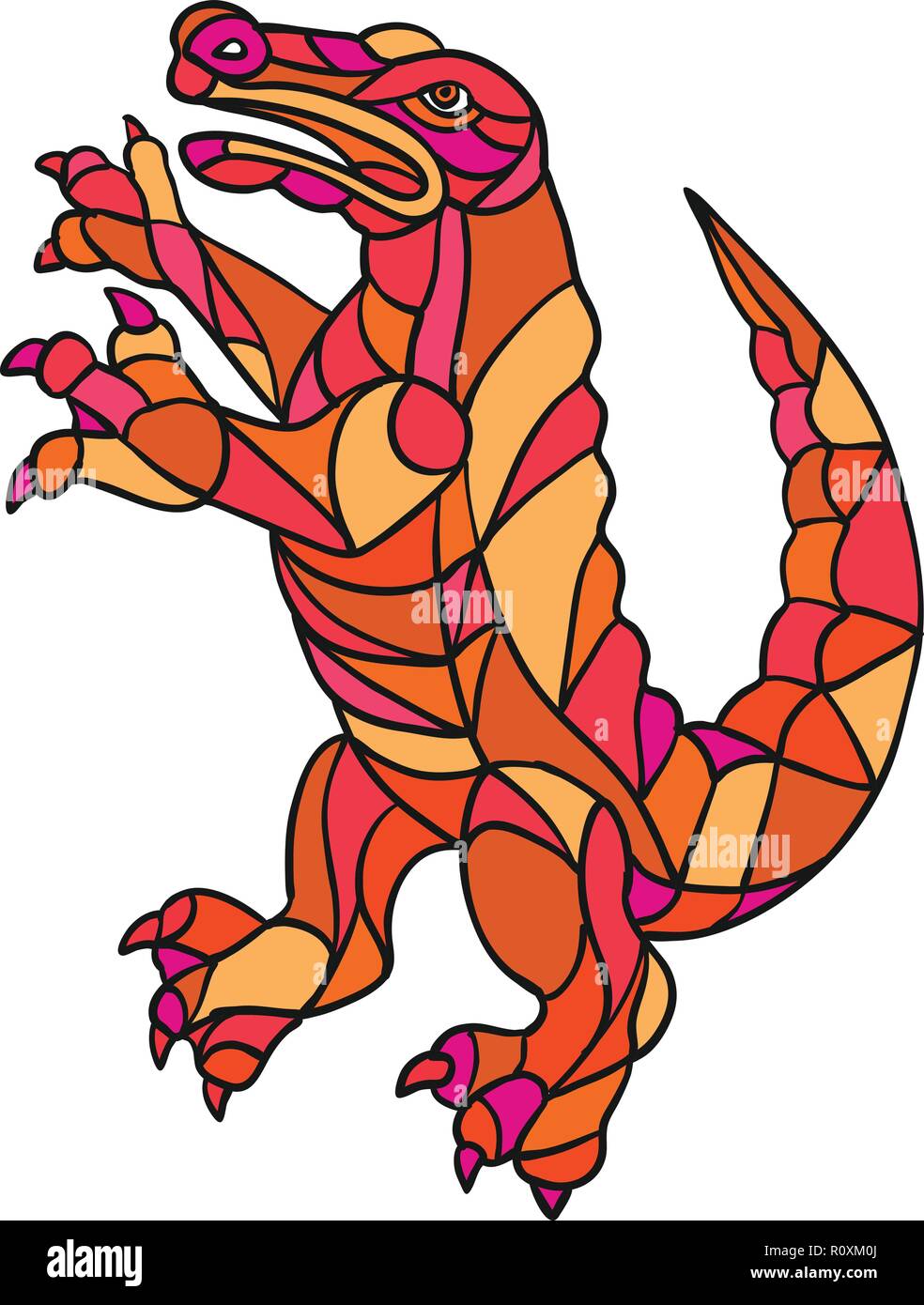 Mosaic style illustration of an alligator, gator, croc or crocodile ...