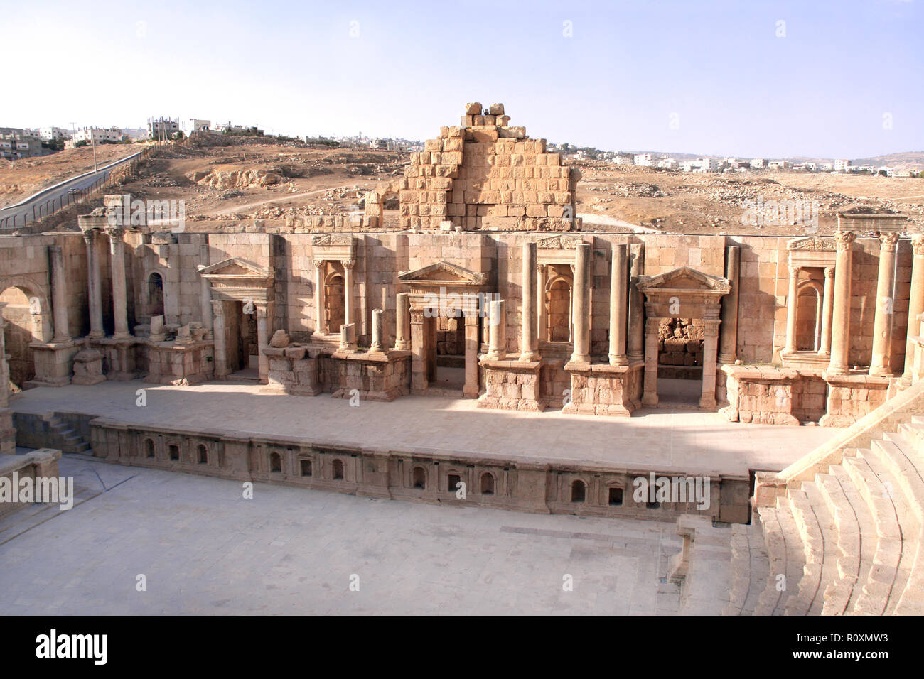 Scene of South Theater in Jerash (Gerasa), ancient roman capital and ...