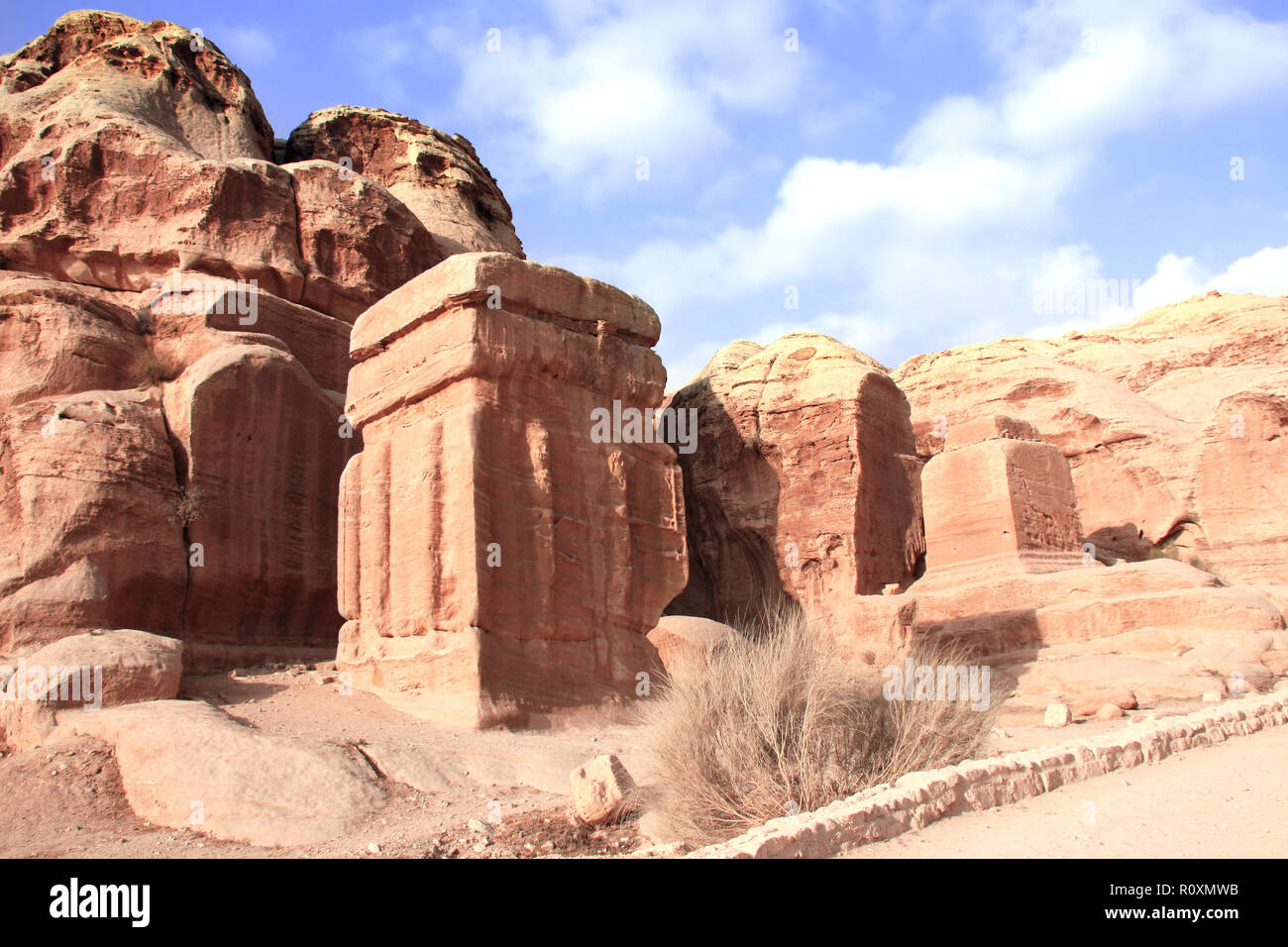 Djinn blocks, three enormous cube-shaped monuments, near to entrance in ...