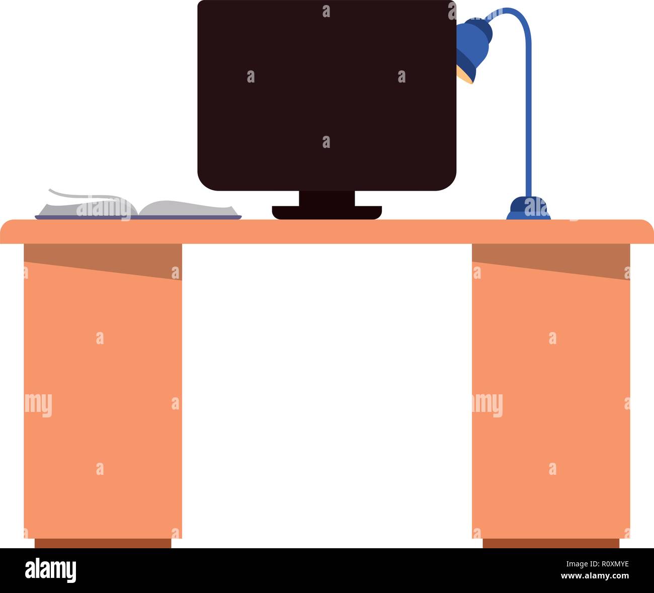 office desk with computer isolated icon Stock Vector Image & Art - Alamy
