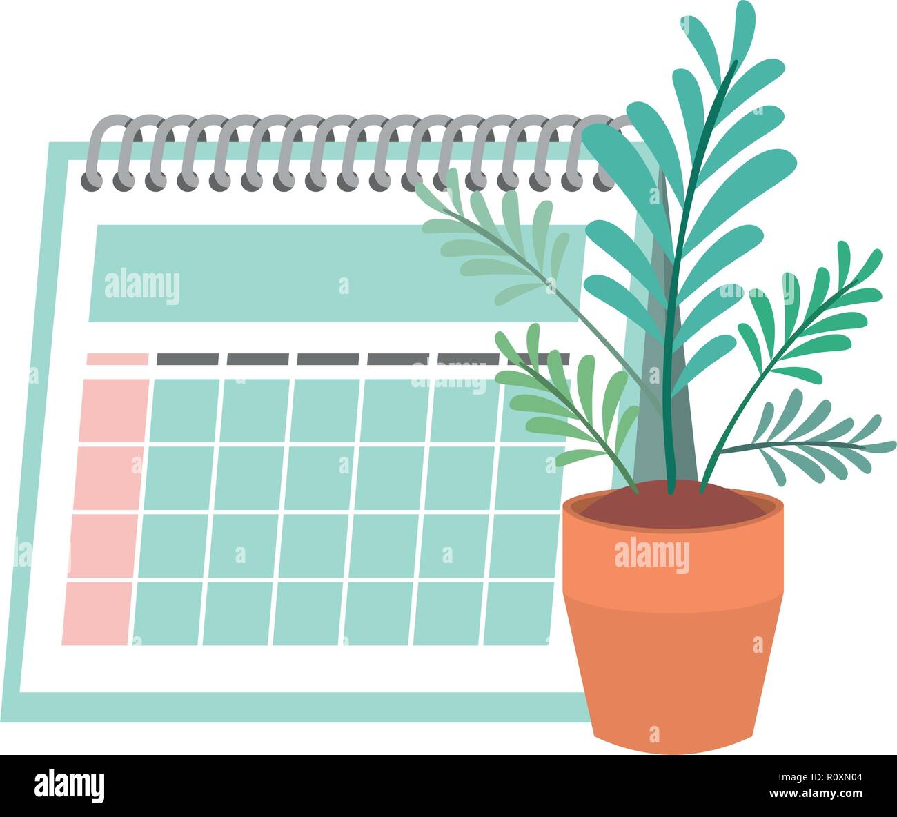 calendar reminder and house plant pot isolated icon Stock Vector Image ...