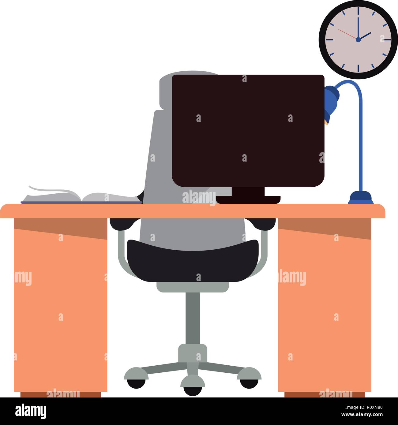 Cartoon indoors desk computer Stock Vector Images - Alamy
