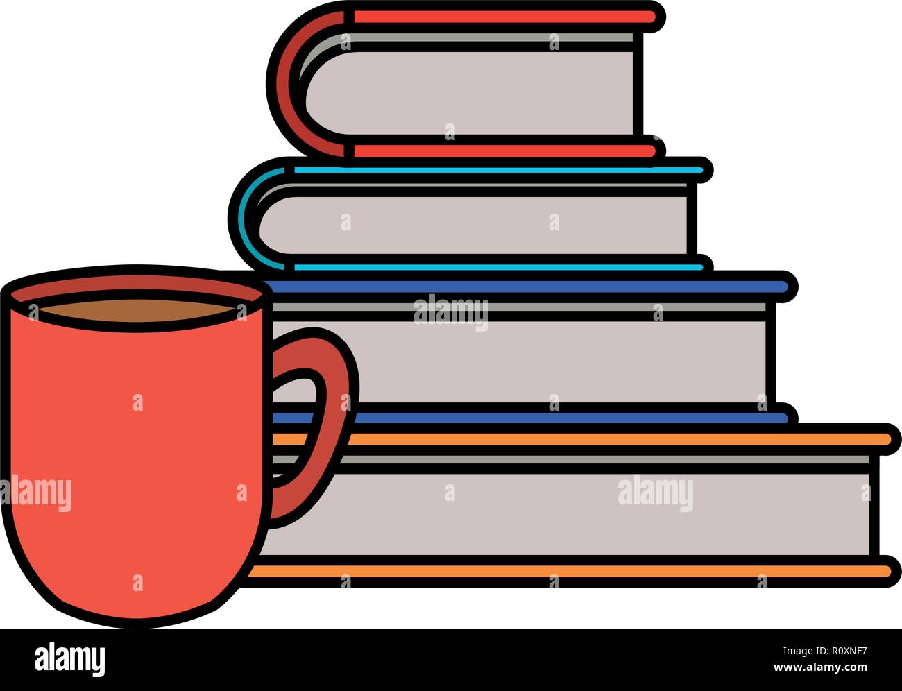 Background books cup tea Stock Vector Images - Alamy