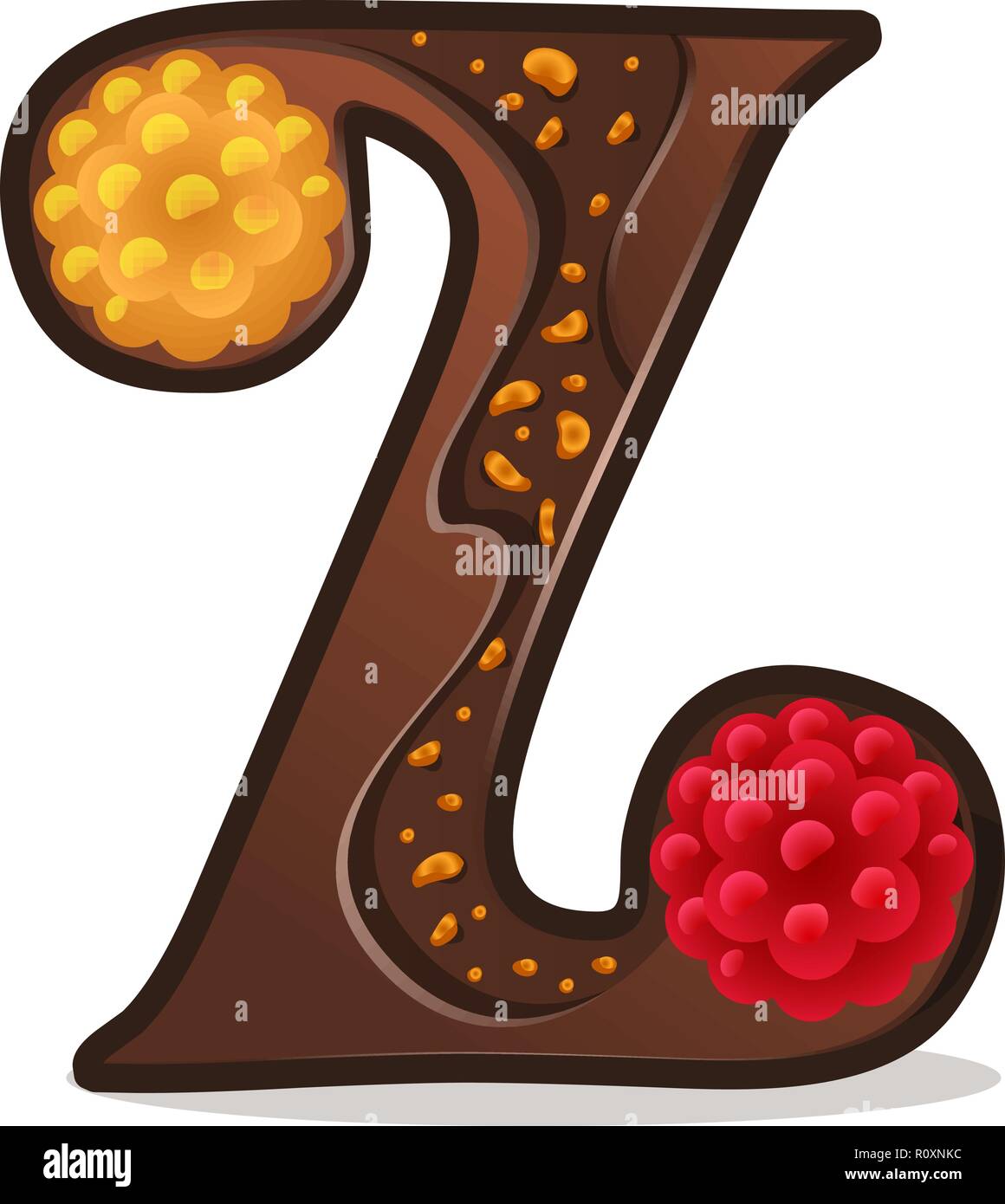 Cards for children for learning the alphabet. Letter z as chocolate, in ...